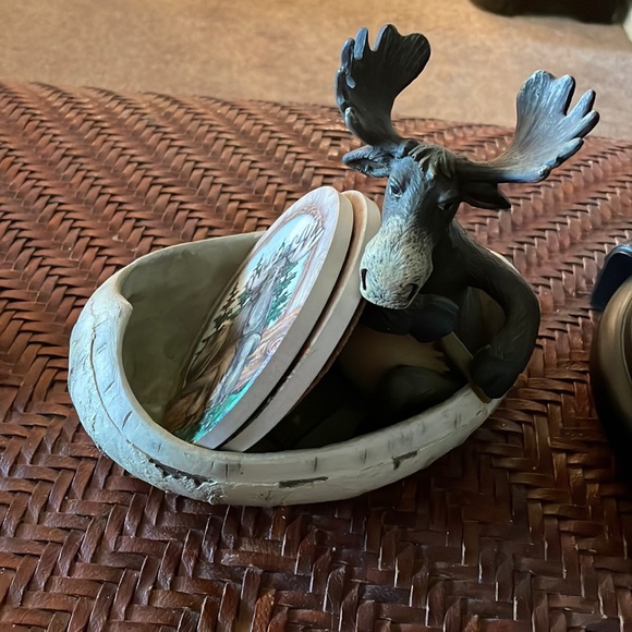 Accents | Slightly Used Coaster With Coaster Holder Moose Themed | Poshmark